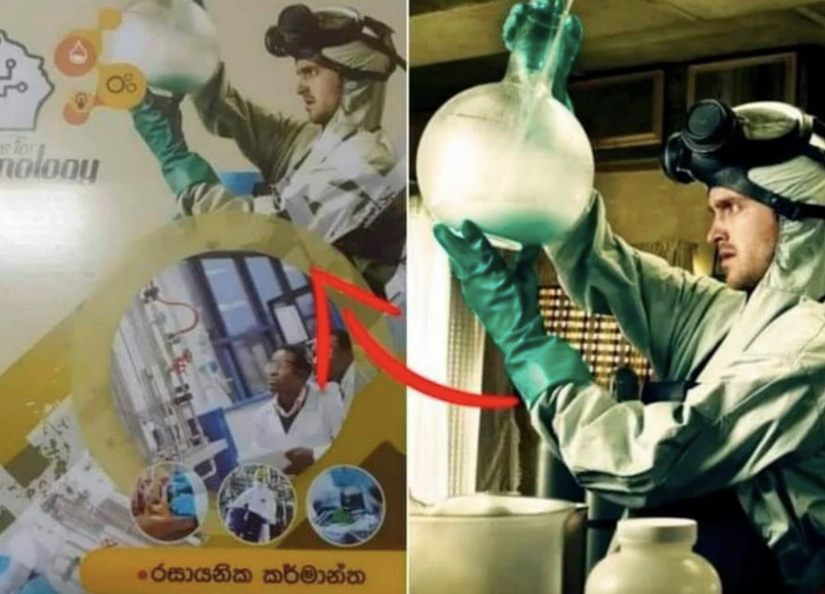 Na okładce książki do chemii w Sri Lance znajduje się Jesse Pinkman z ...